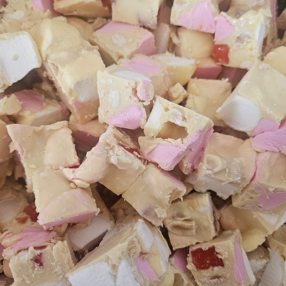 White Chocolate Rocky Road Bites 100g – Gumdrop Lolly Shop